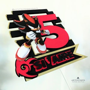 Shadow the Hedgehog Inspired Cake Topper, Shadow Birthday Party, Shadow ...