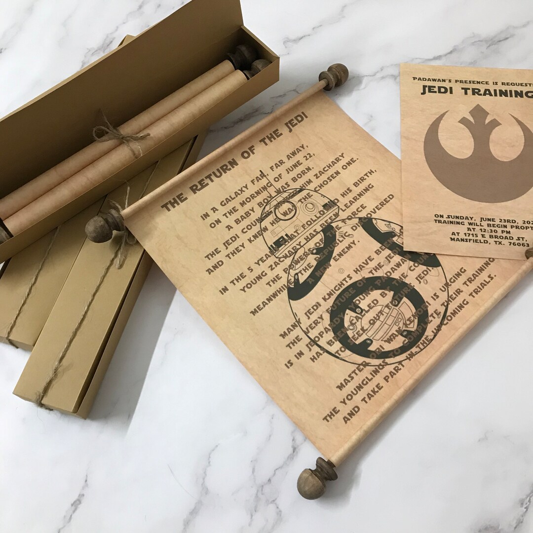 Star Wars Inspired Scroll Invitation, Galactic Scroll Invitations, Jedi ...