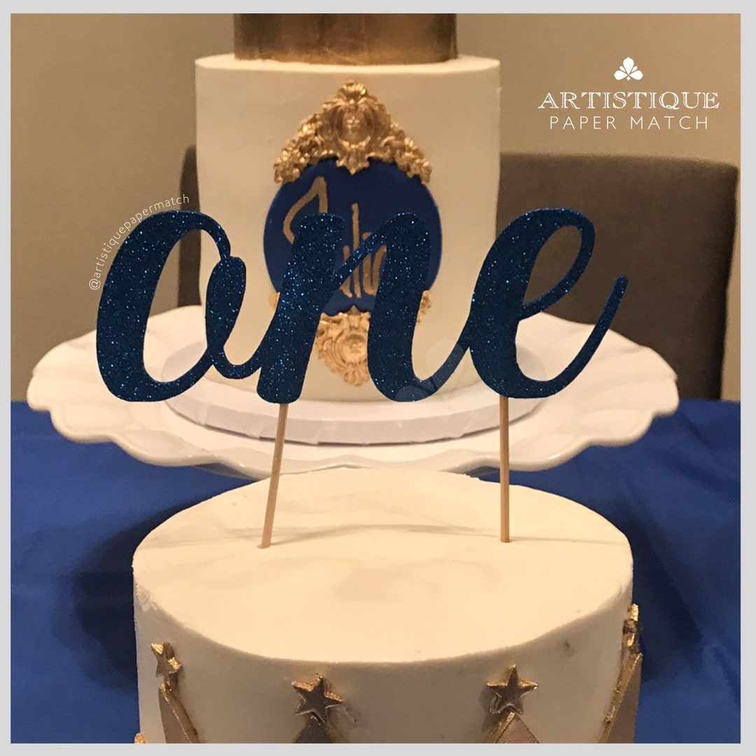 Blue Glitter ONE Cake Topper, ONE Cake Topper, ONE Glitter Birthday ...