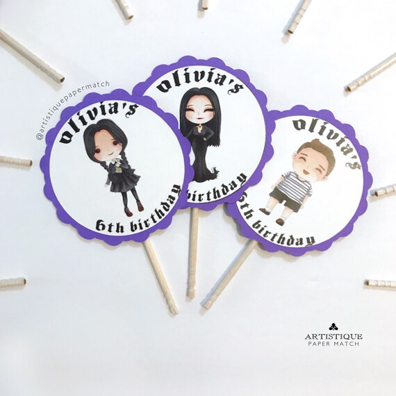 Addams Family Cupcake Toppers Inspired Addams Family Birthday | Etsy