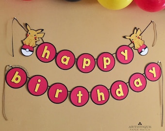 Pikachu Birthday Banner - Etsy