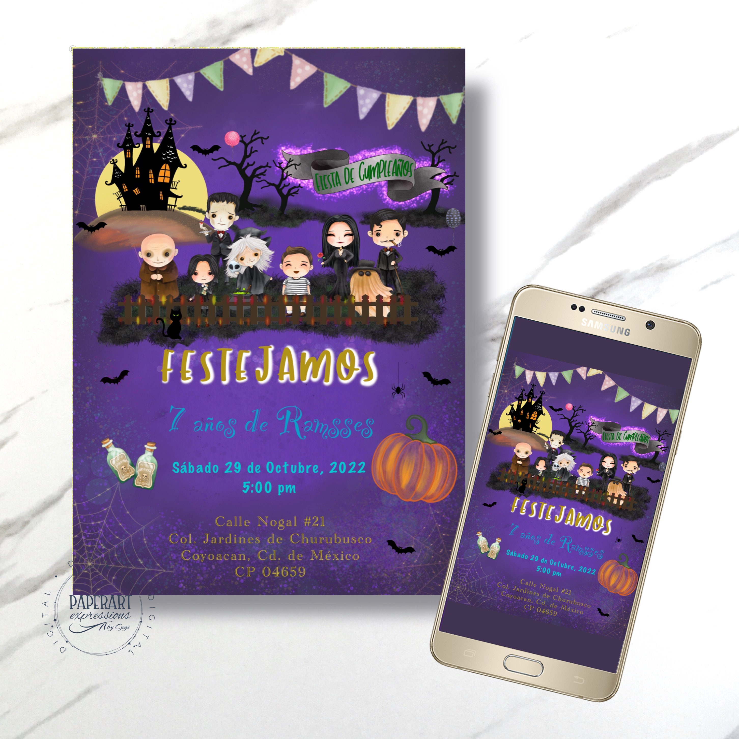 Invitación de cumpleaños Locos Addams, Fiesta de cumpleaños Familia Addams, Cumple tema locos ...