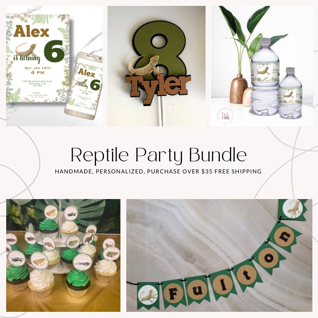 Reptile Party Bundle, Bearded Dragon Decoration Set, Lizard Birthday ...