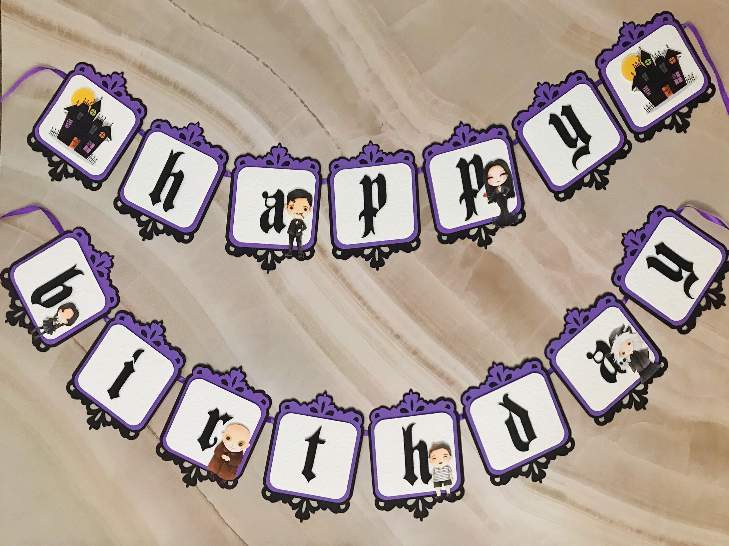 Addams Family Birthday Banner Family Halloween Birthday | Etsy