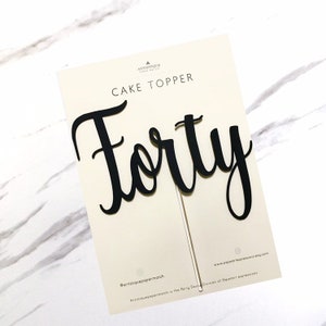 Black FORTY Cake Topper FORTY Birthday Cake Topper Age Cake Topper ...