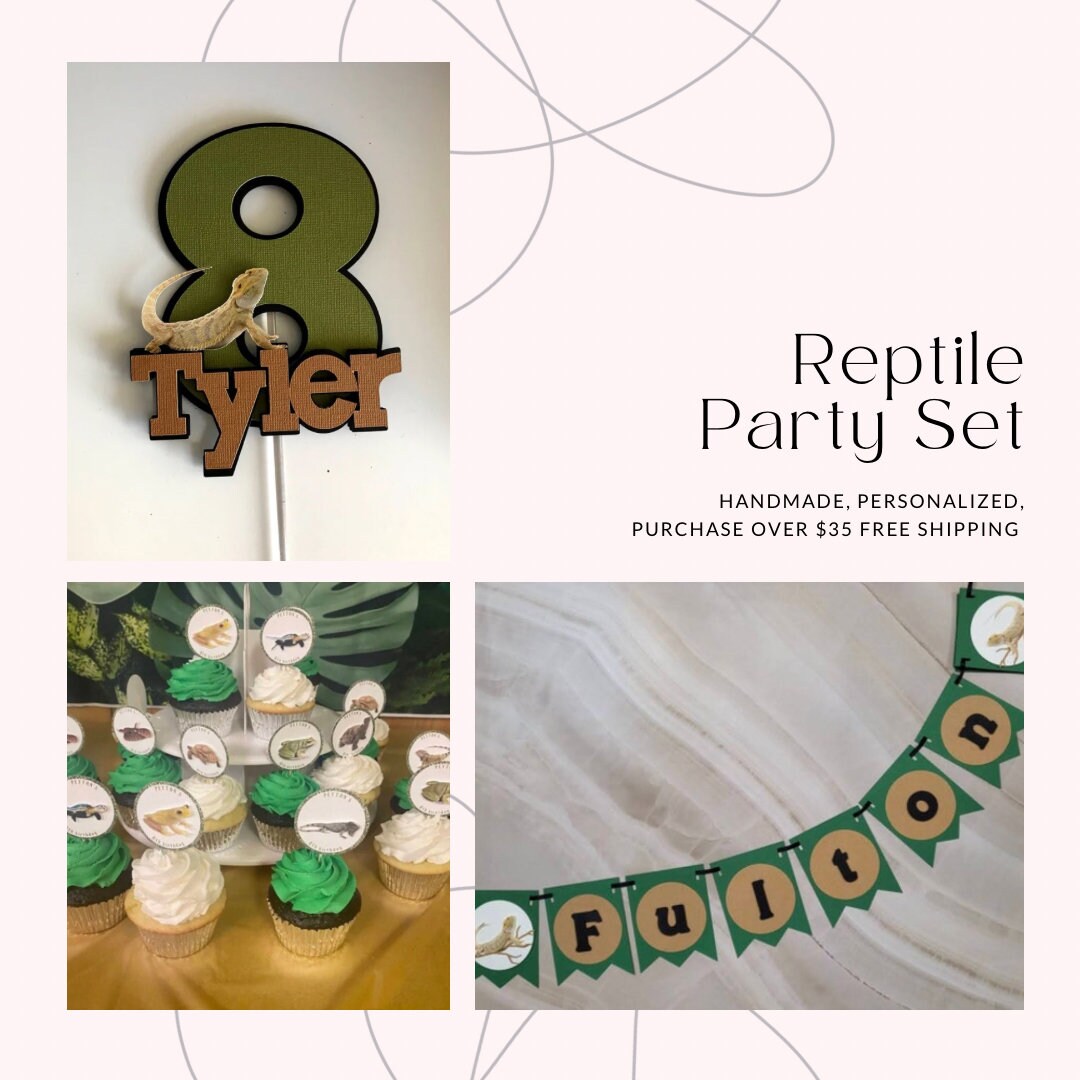 Reptile Party Set, Lizards Package, Lizard Birthday Party, Gheco Party ...