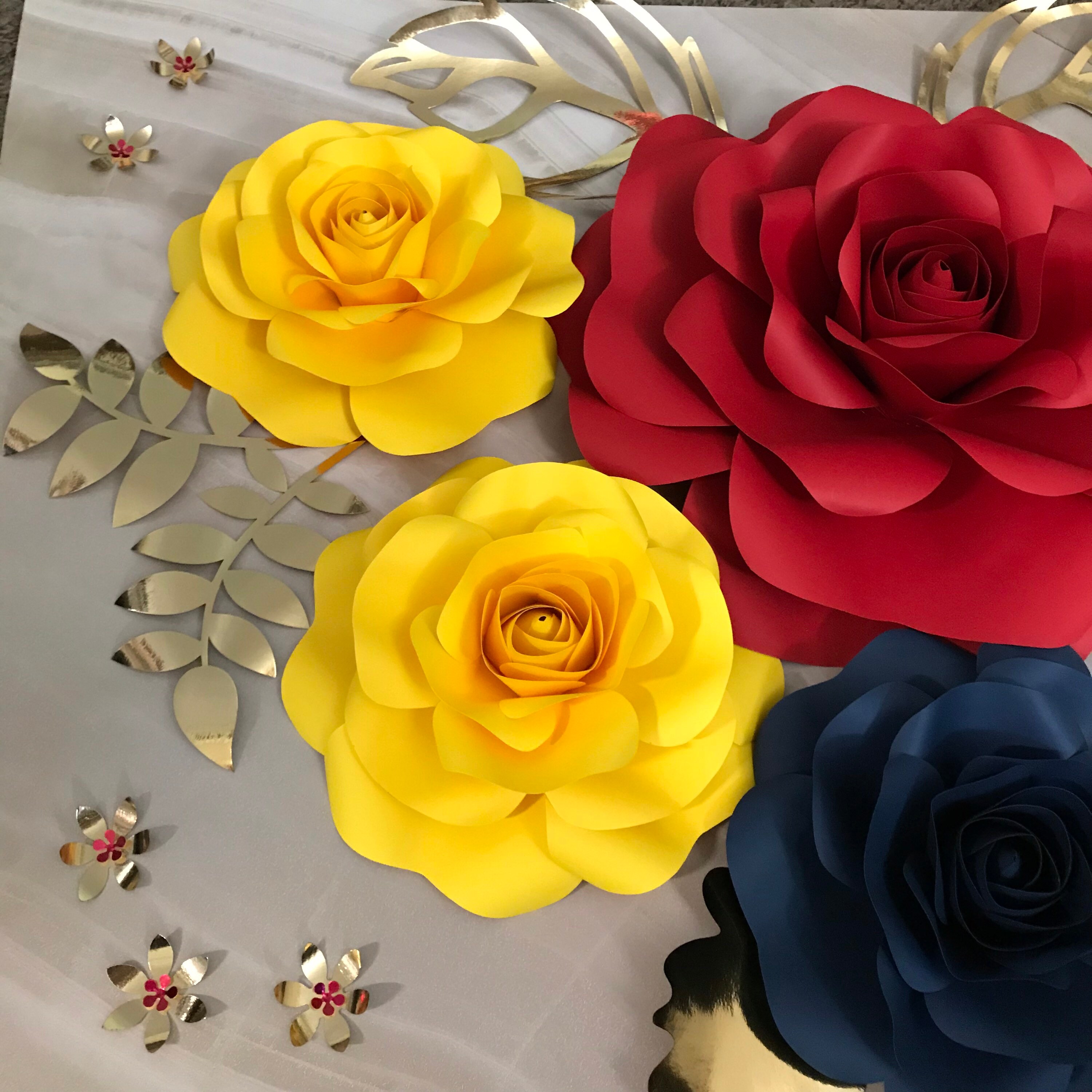 Beauty and the Beast Inspired Flower Backdrop Red Yellow and | Etsy