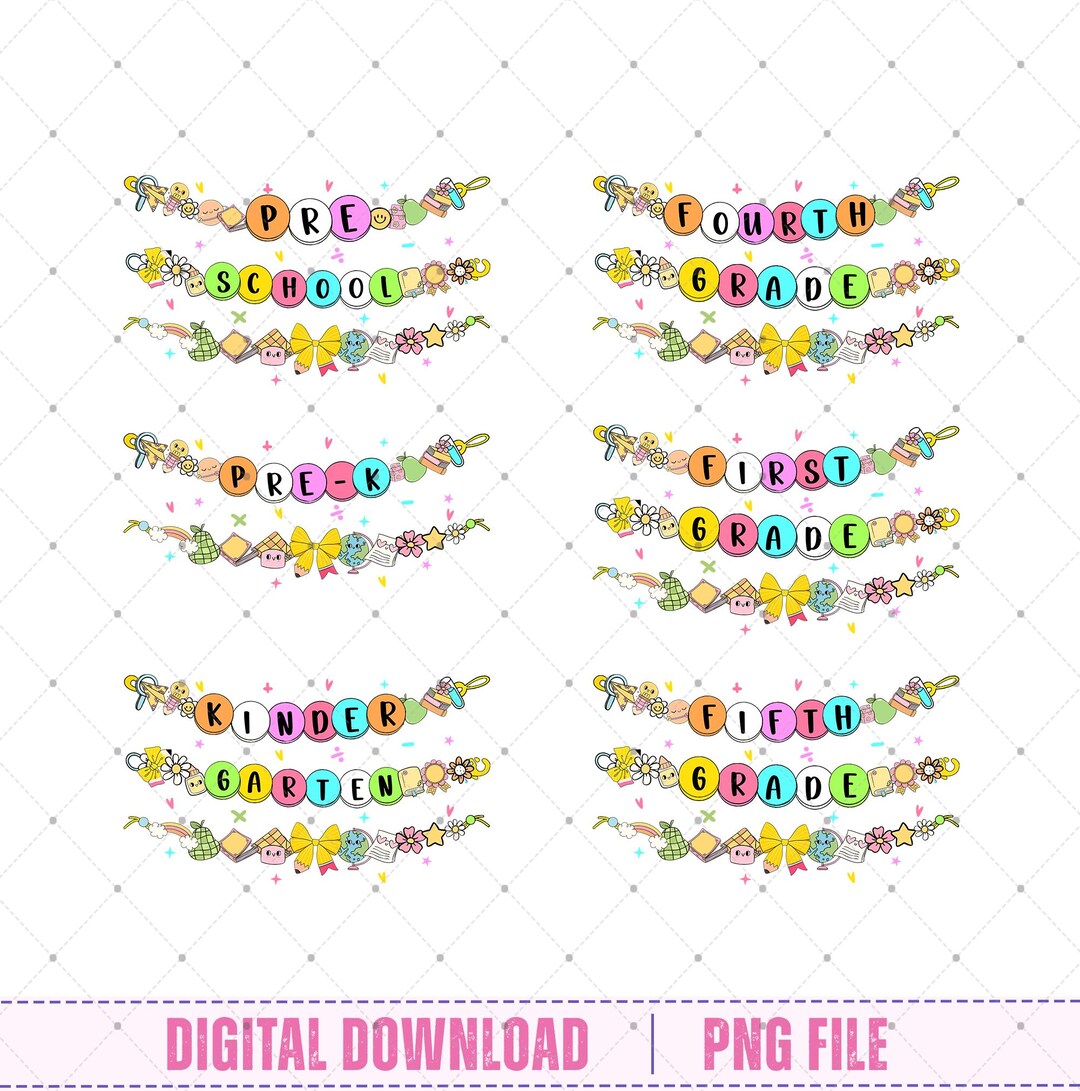 Grade Bracelet PNG Bundle, Back to School Png Bundle, First Day of ...