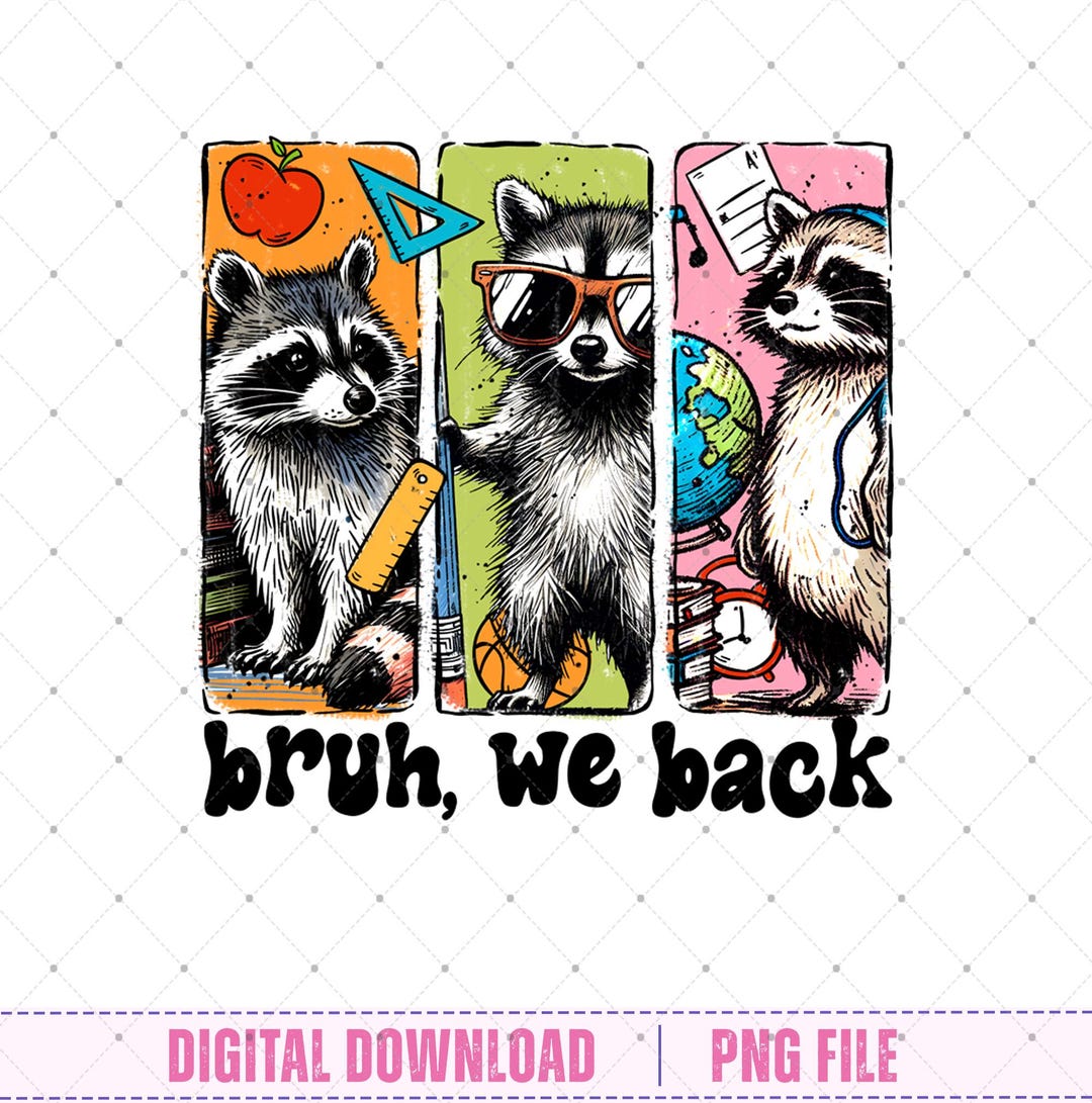 Raccoon Bruh We Back Png, Funny Raccoon to School Png, Hero Kids Shirt ...