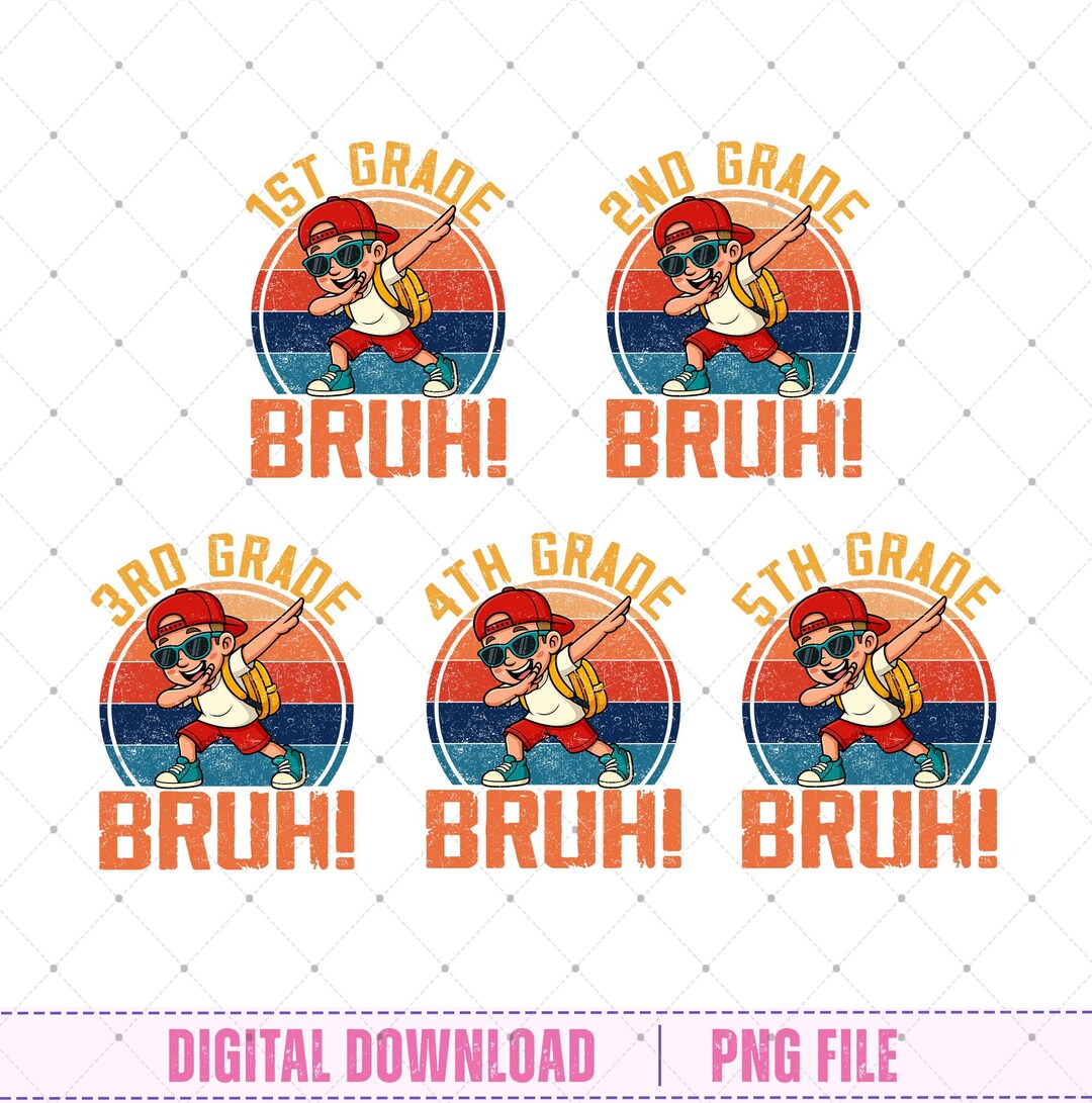 Bundle Grade Dabbing Boy Bruh Png, I'm in Grade Student Png, Retro ...