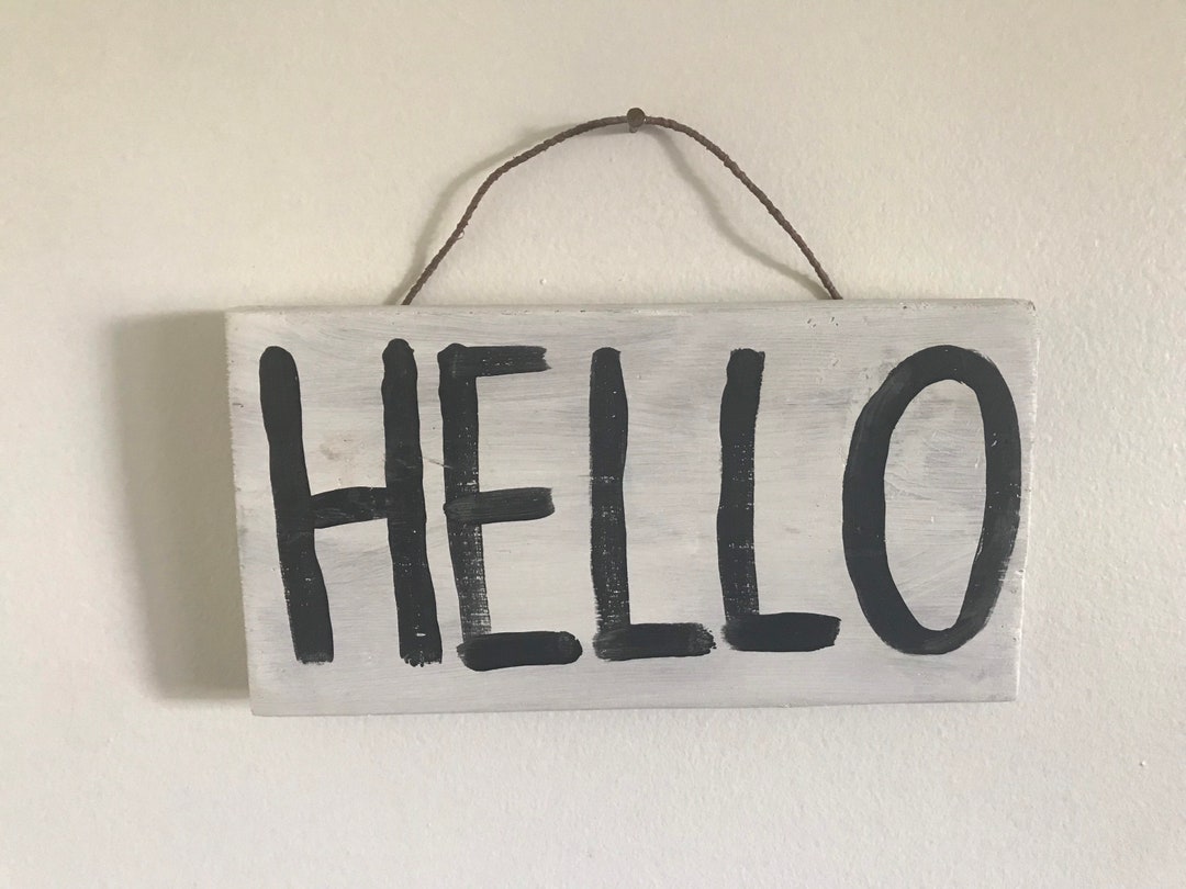 Rustic Hand Painted HELLO Sign - Etsy
