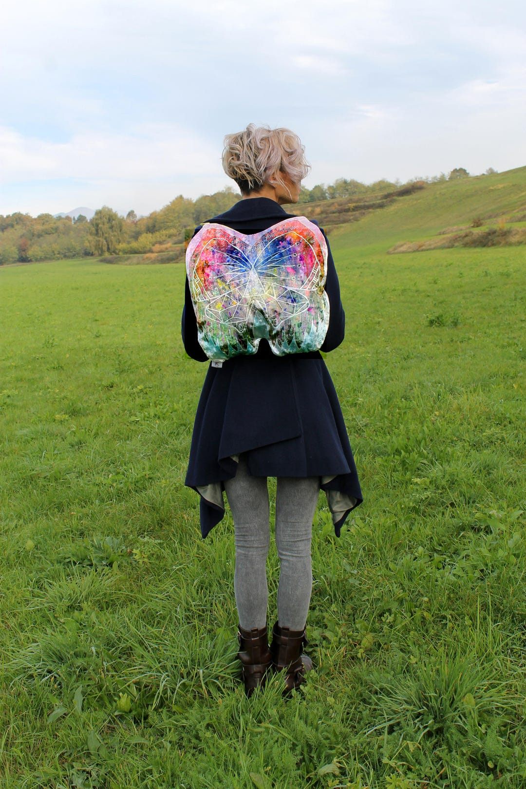 Velvet Backpack Wings. Never Stop Flapping Your Wings. Hand Painted ...