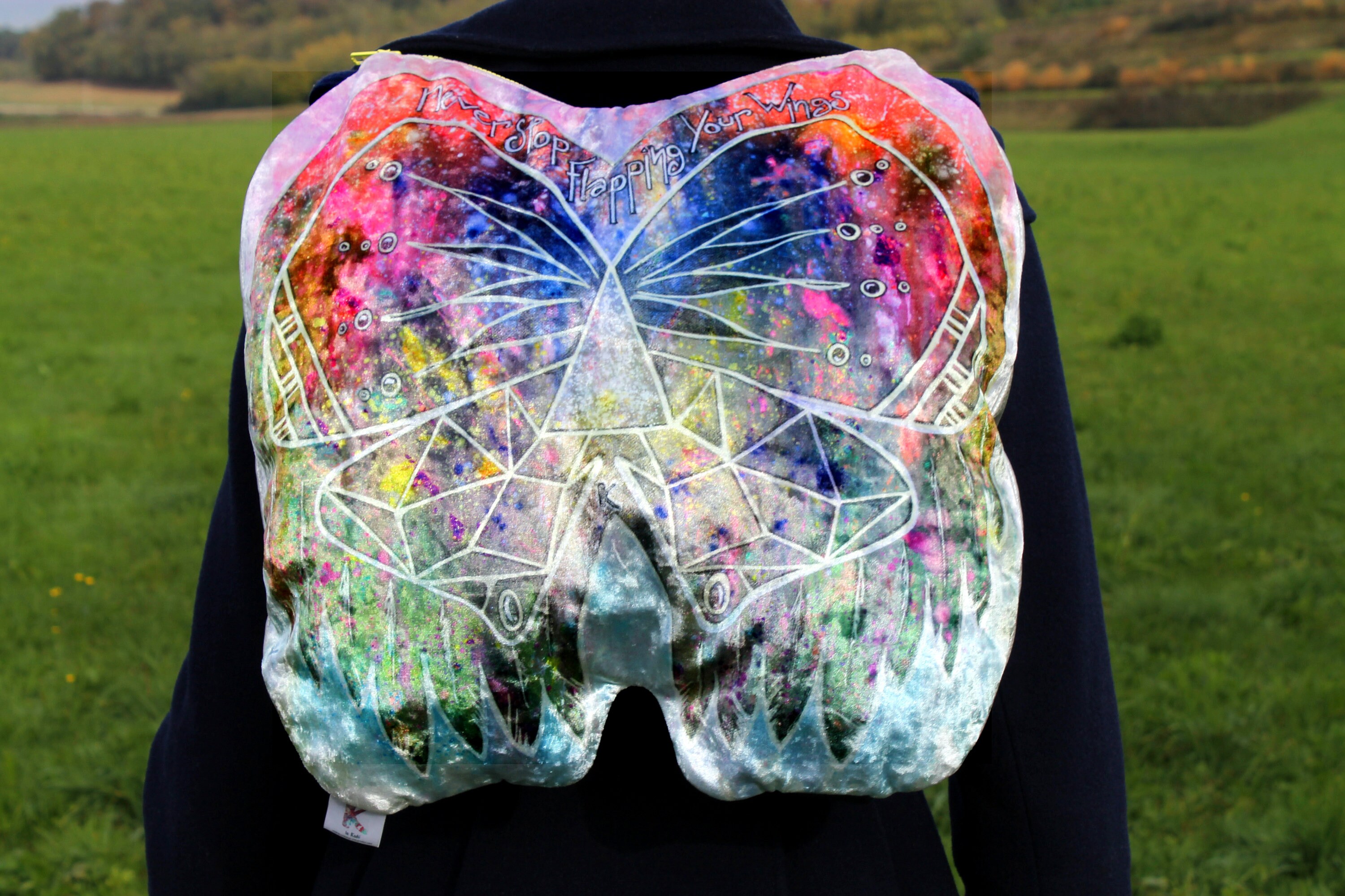 Velvet Backpack Wings. Never Stop Flapping Your Wings. Hand Painted ...