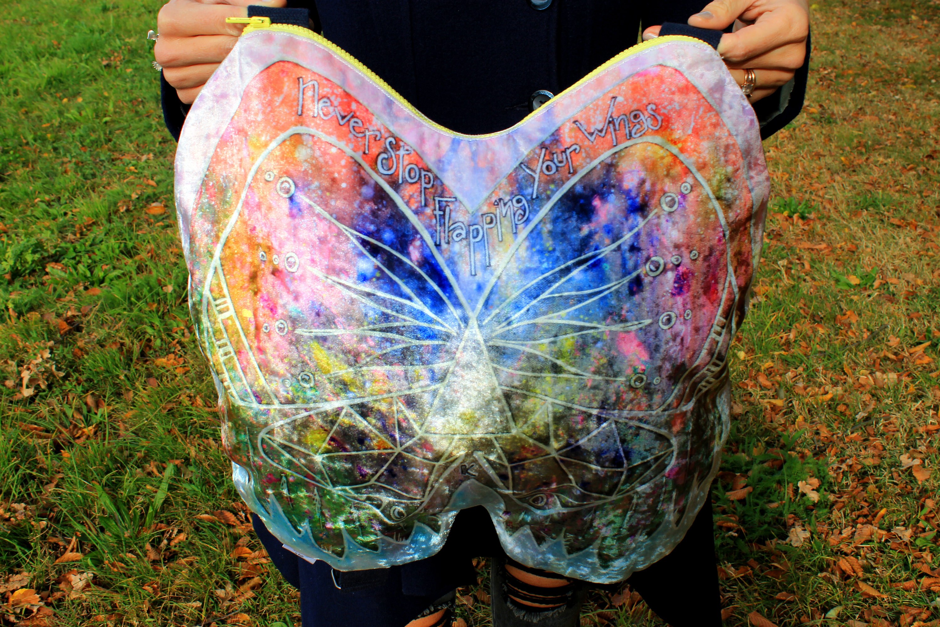 Velvet Backpack Wings. Never Stop Flapping Your Wings. Hand Painted ...