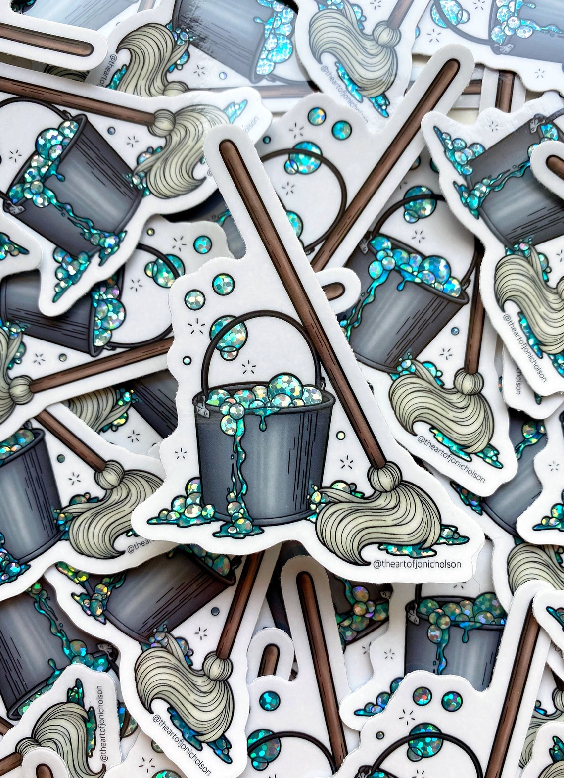 Bucket & A Mop 3 Glitter Sticker - Etsy