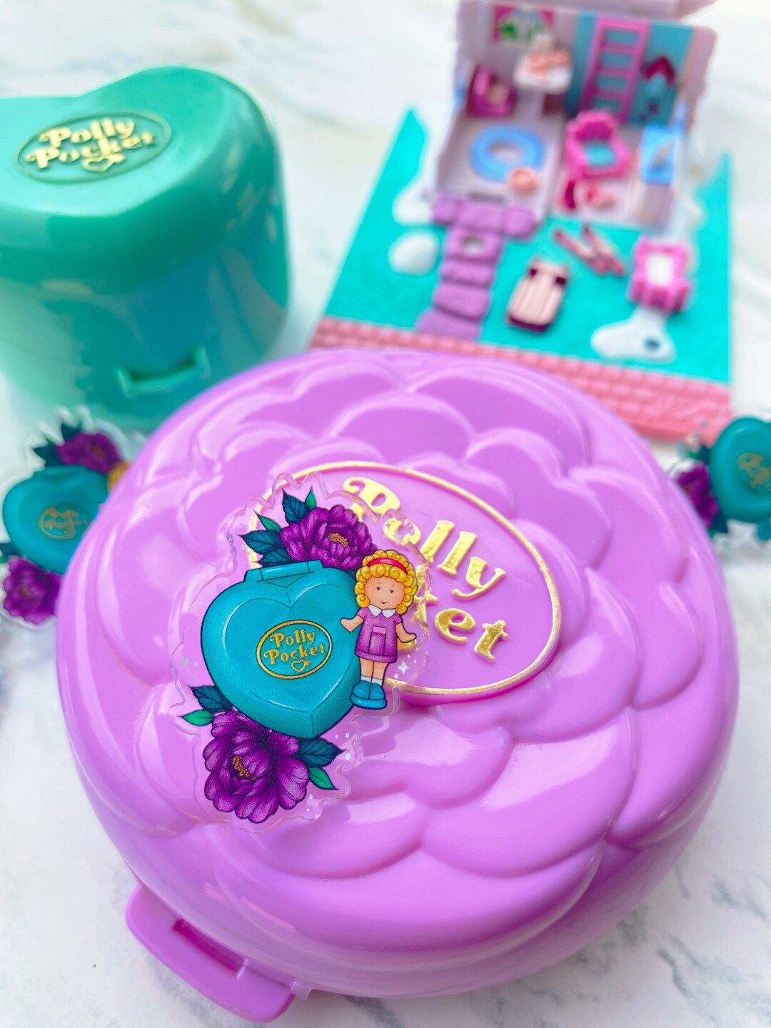 Heart-shaped Polly Pocket - 1.5" Acrylic Pin - Etsy