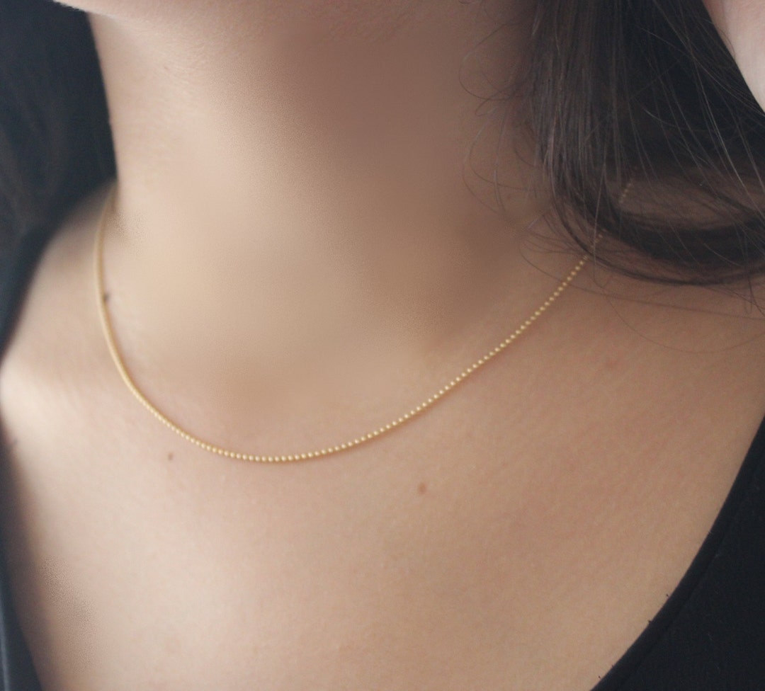 Minimalist Dainty Ball Chain Necklace, Delicate Choker, 14K Gold Filled ...