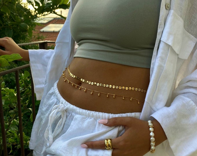 Belly Waist Chain, Dainty Single Belly Chain, 14k Gold Plating, Women ...