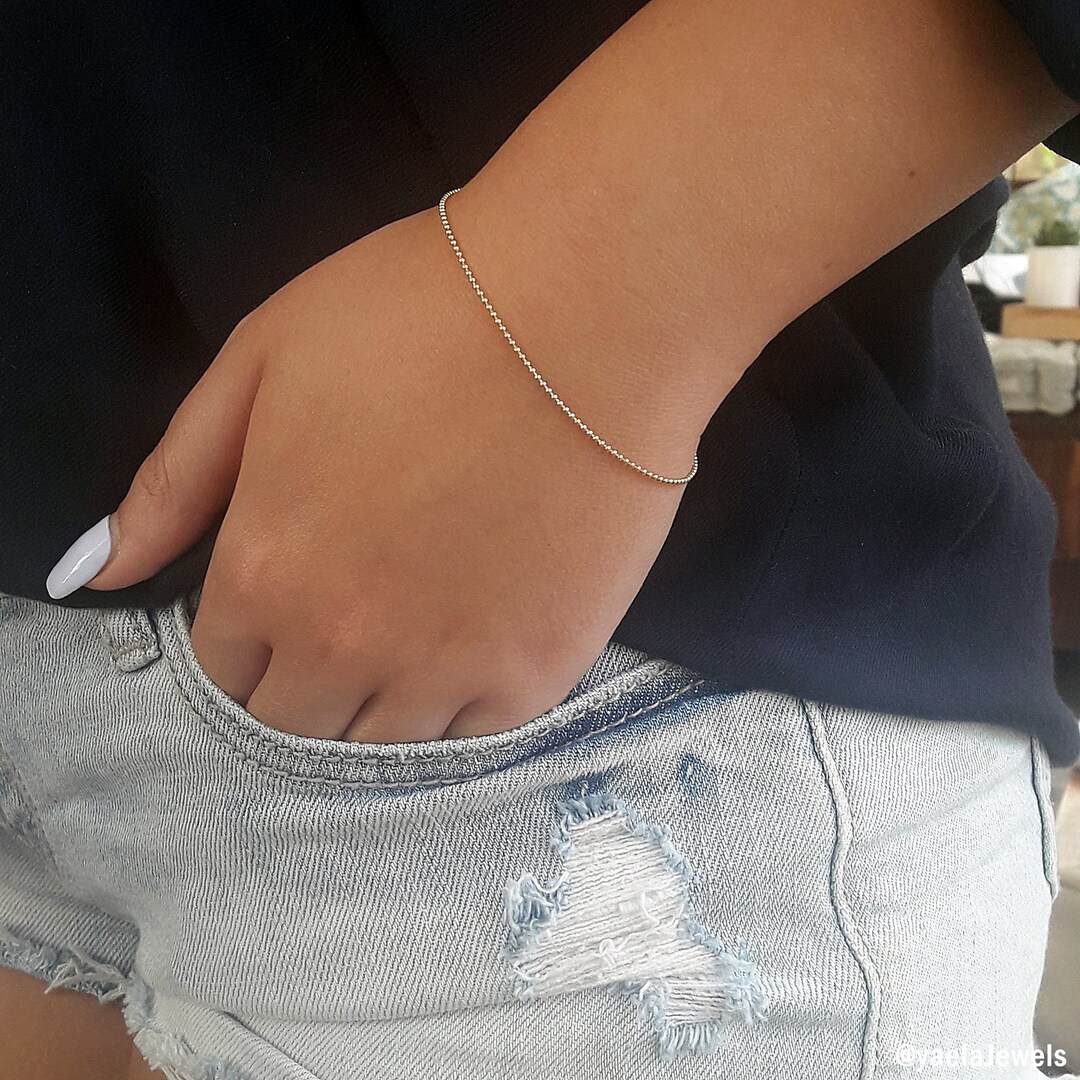 Minimalist Dainty Ball Chain Bracelet, Delicate Layered Bracelet, 14K ...