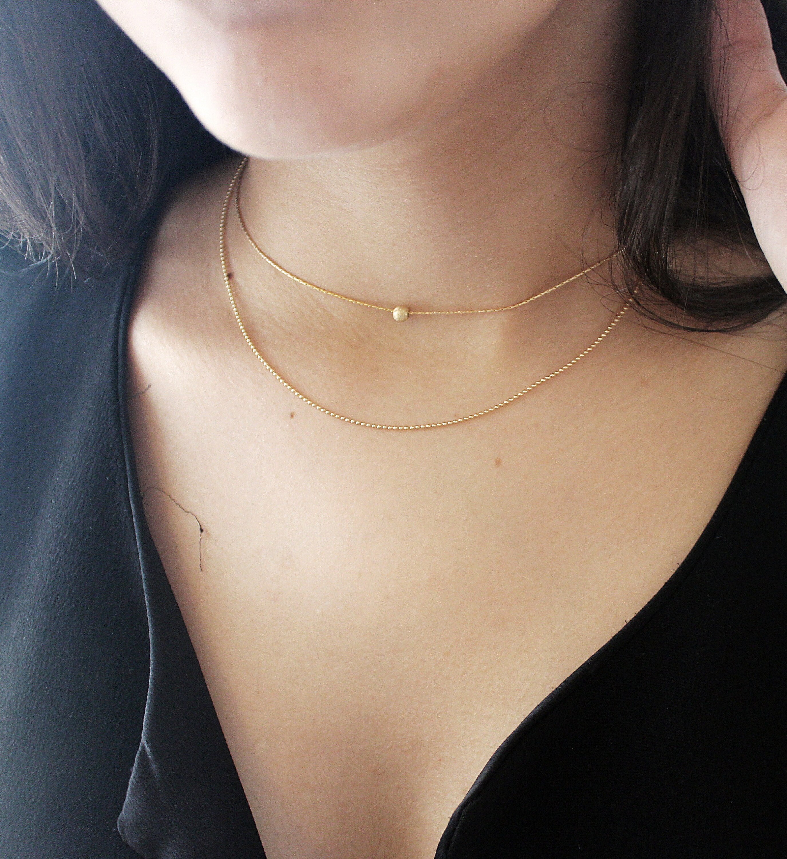 Minimalist Dainty Ball Chain Necklace Delicate Choker 14K - Etsy