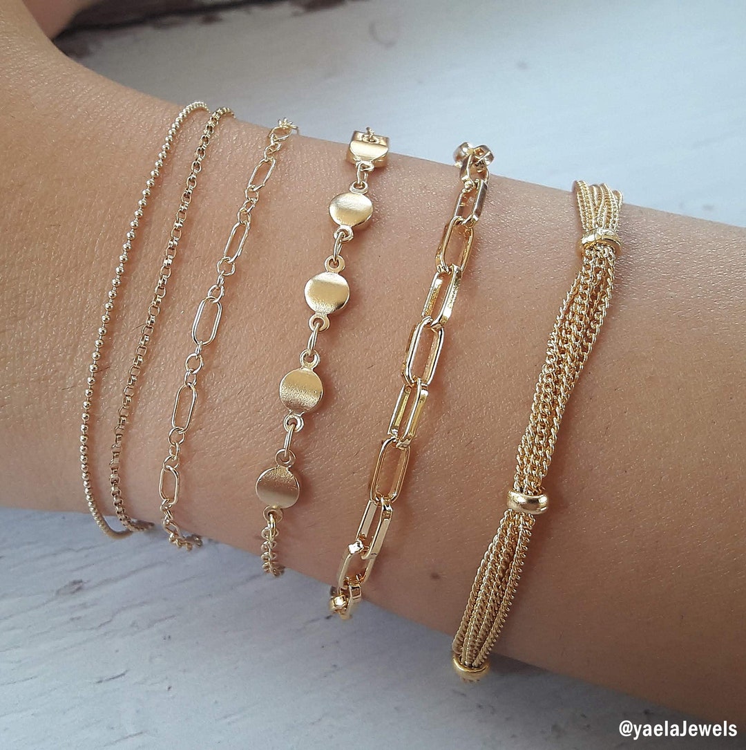 Gold Chain Bracelet, Box Chain Bracelet, Link Bracelet, Gold Filled ...