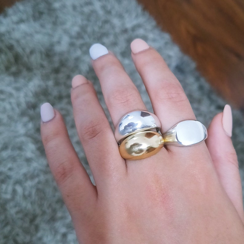 Dome Ring 925 Sterling Silver Dome Ring Gold Dome Ring - Etsy