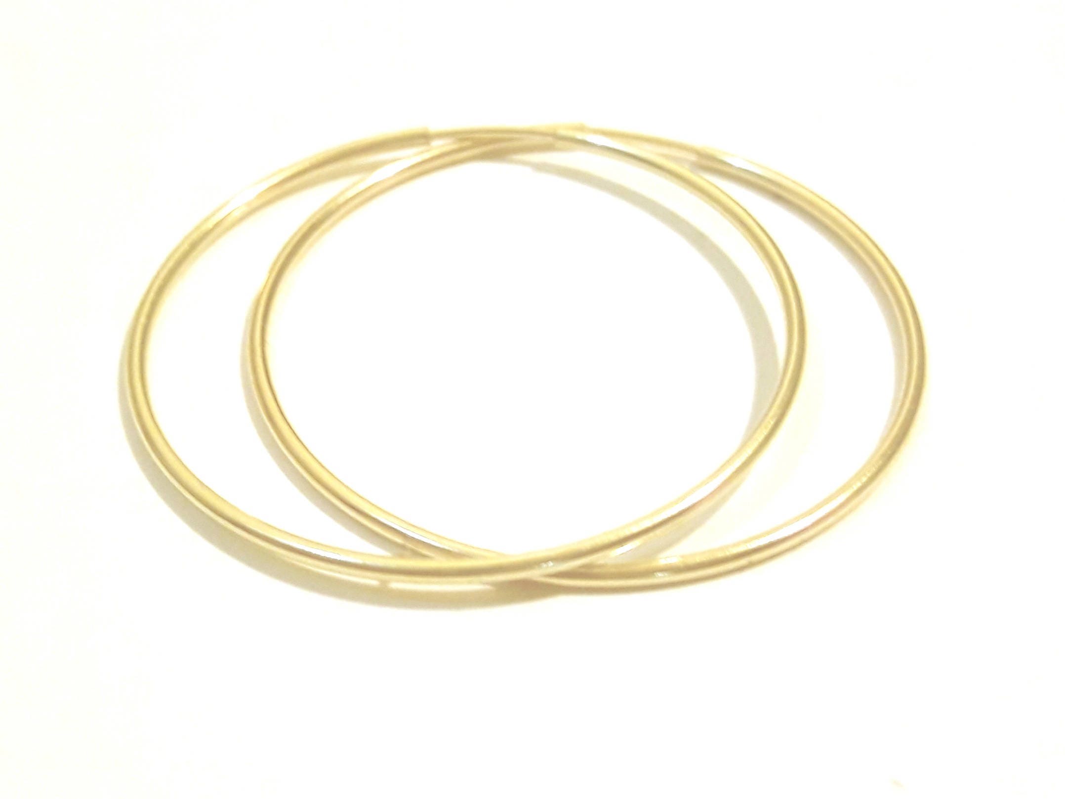 Delicate 14K Gold Hoop Earrings Thin Continuous Endless Hoop - Etsy