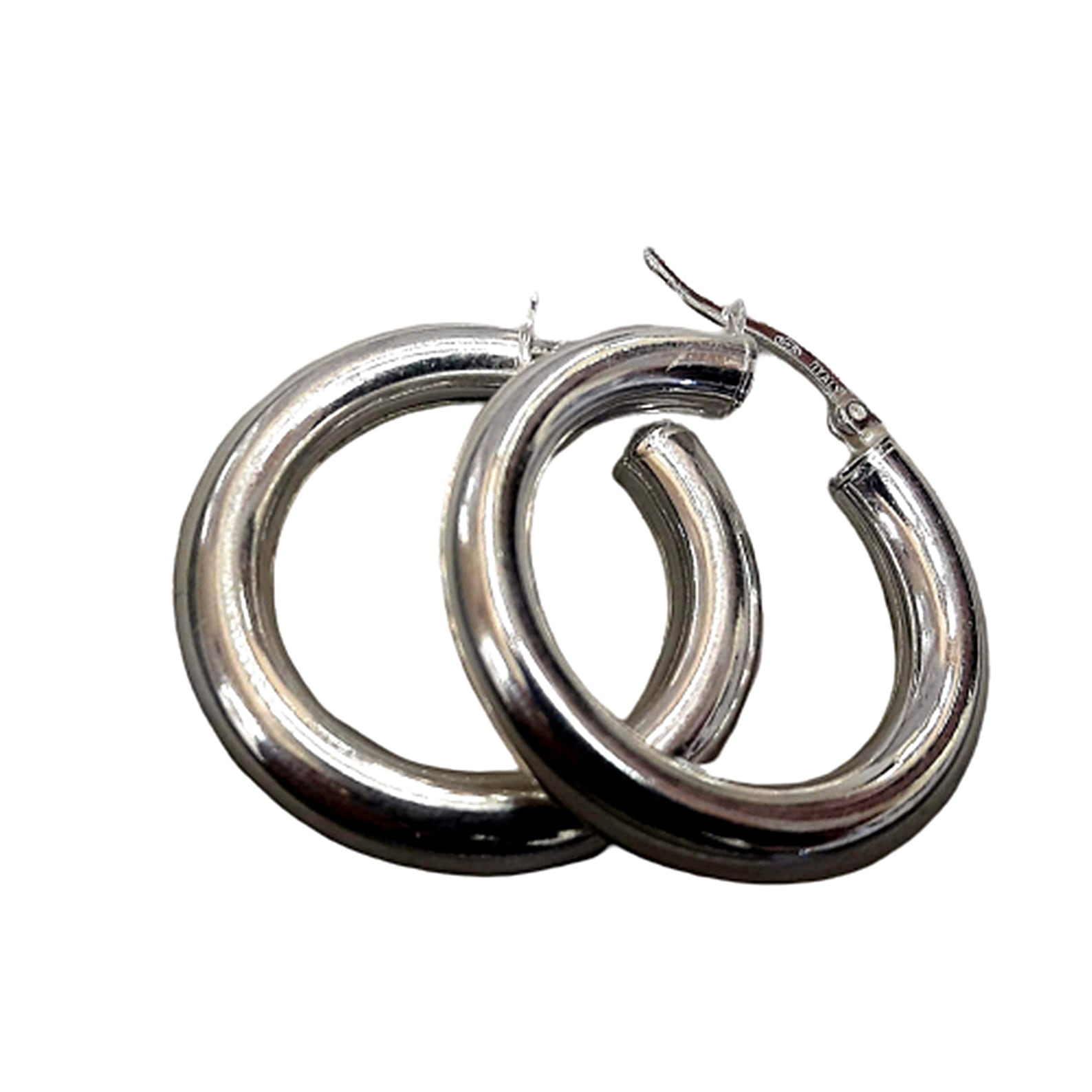 Thick Silver Hoops Chunky Silver Hoop Earring Sterling | Etsy