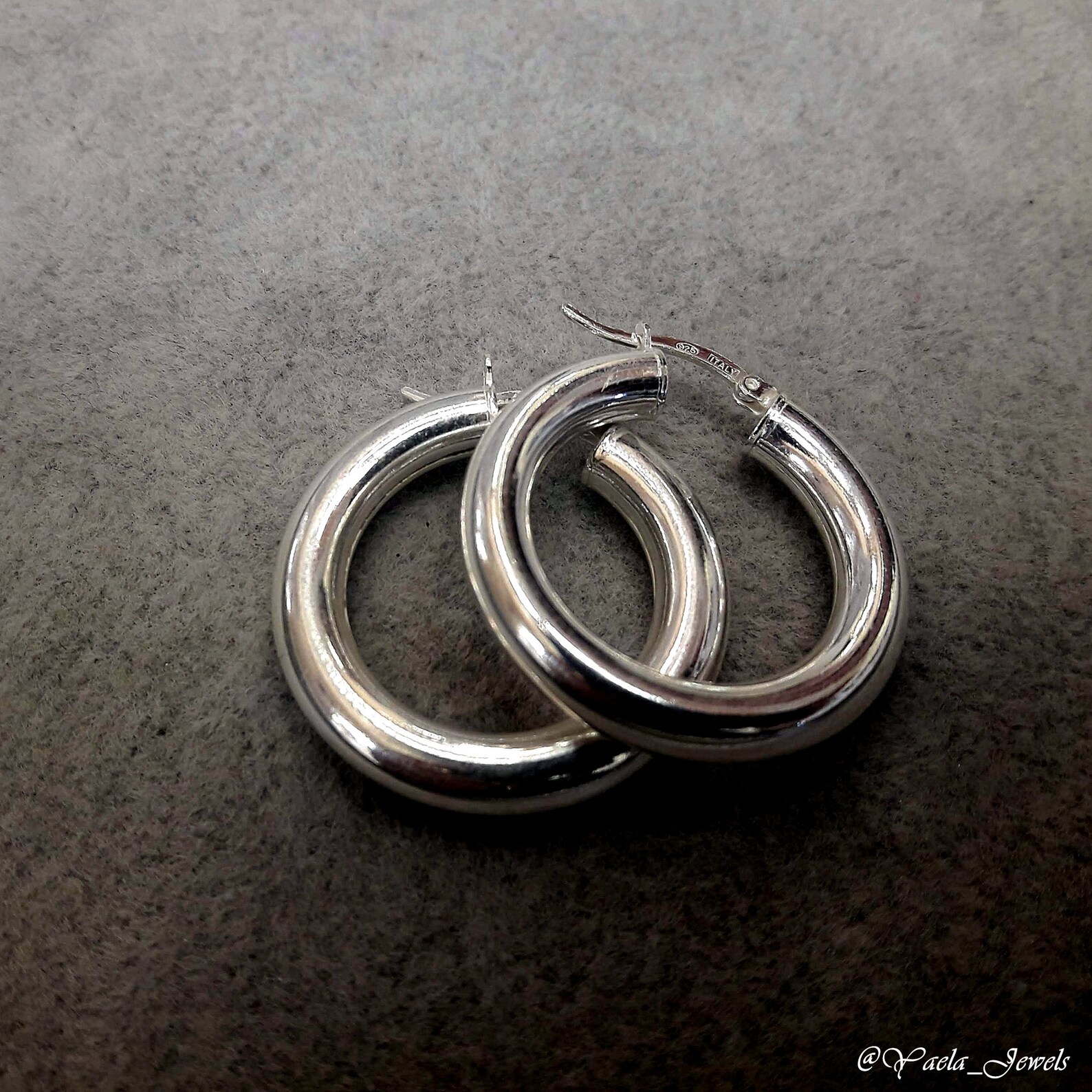 Thick Silver Hoops Chunky Silver Hoop Earring Sterling | Etsy