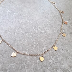 Heart Choker, Dangle Gold Heart Necklace - Etsy