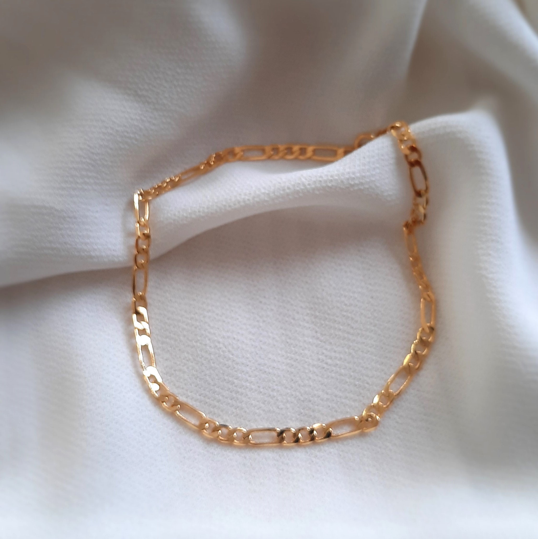 24k Gold Filled Figaro Anklet Figaro Chain Anklet Figaro - Etsy