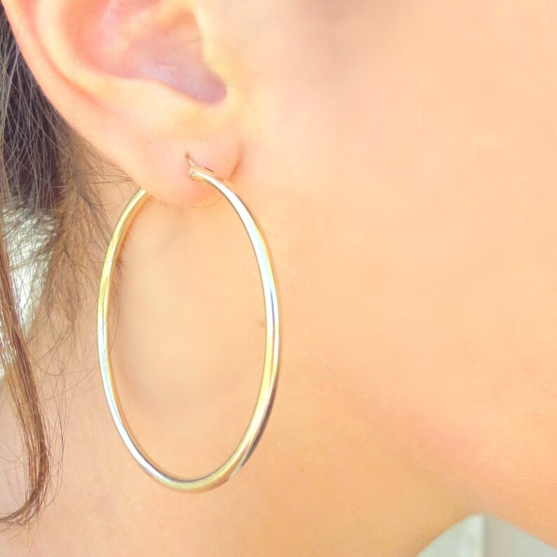 Thick Gold Hoop Earring 14K Gold Filled Circle Hoops | Etsy