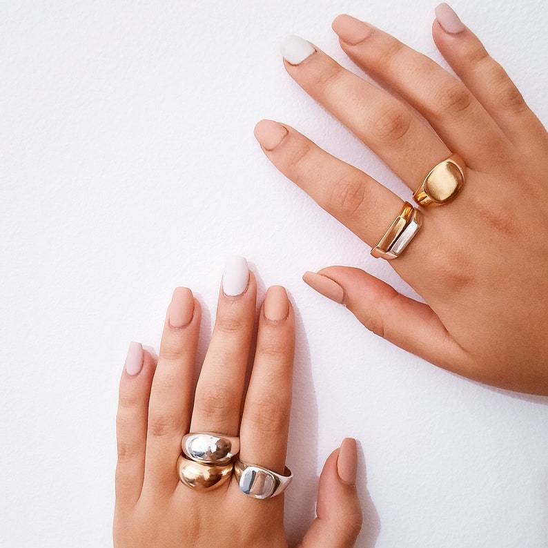 Dome Ring 925 Sterling Silver Dome Ring Gold Dome Ring - Etsy