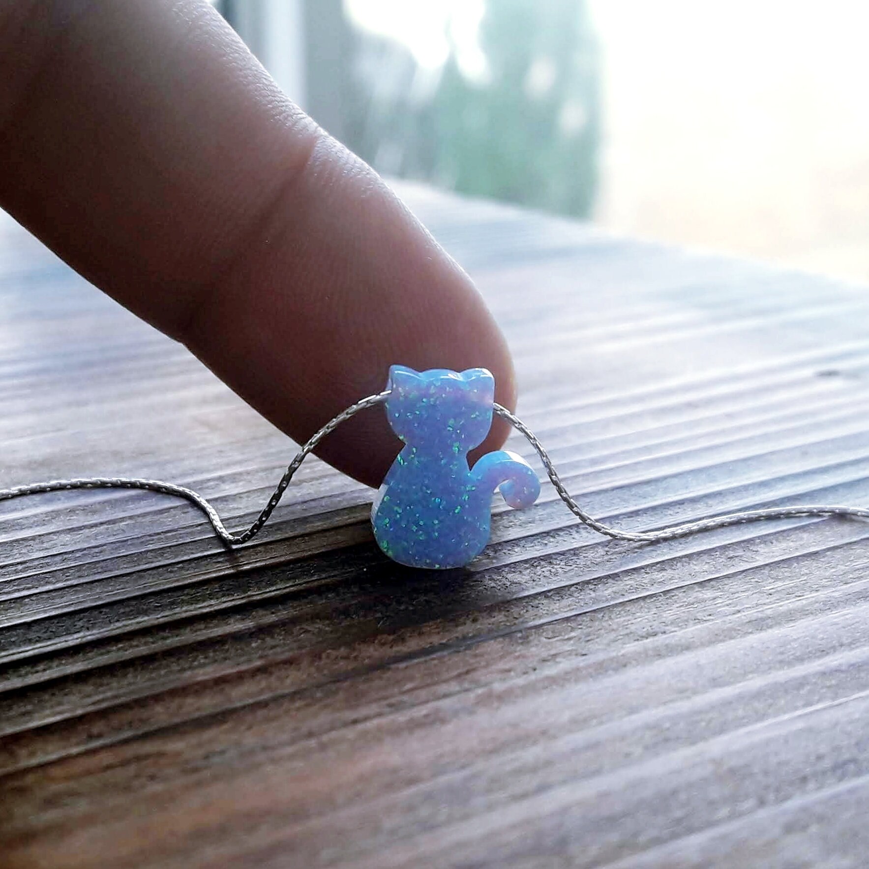 Opal Necklace White Cat Opal Jewelry Cat Lover Gift Kitten | Etsy