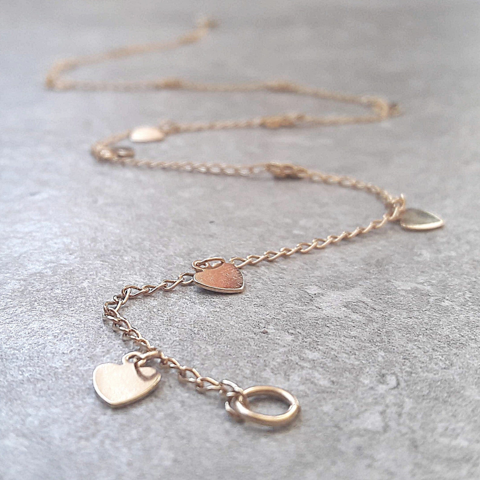 Heart Choker Dangle Gold Heart Necklace | Etsy