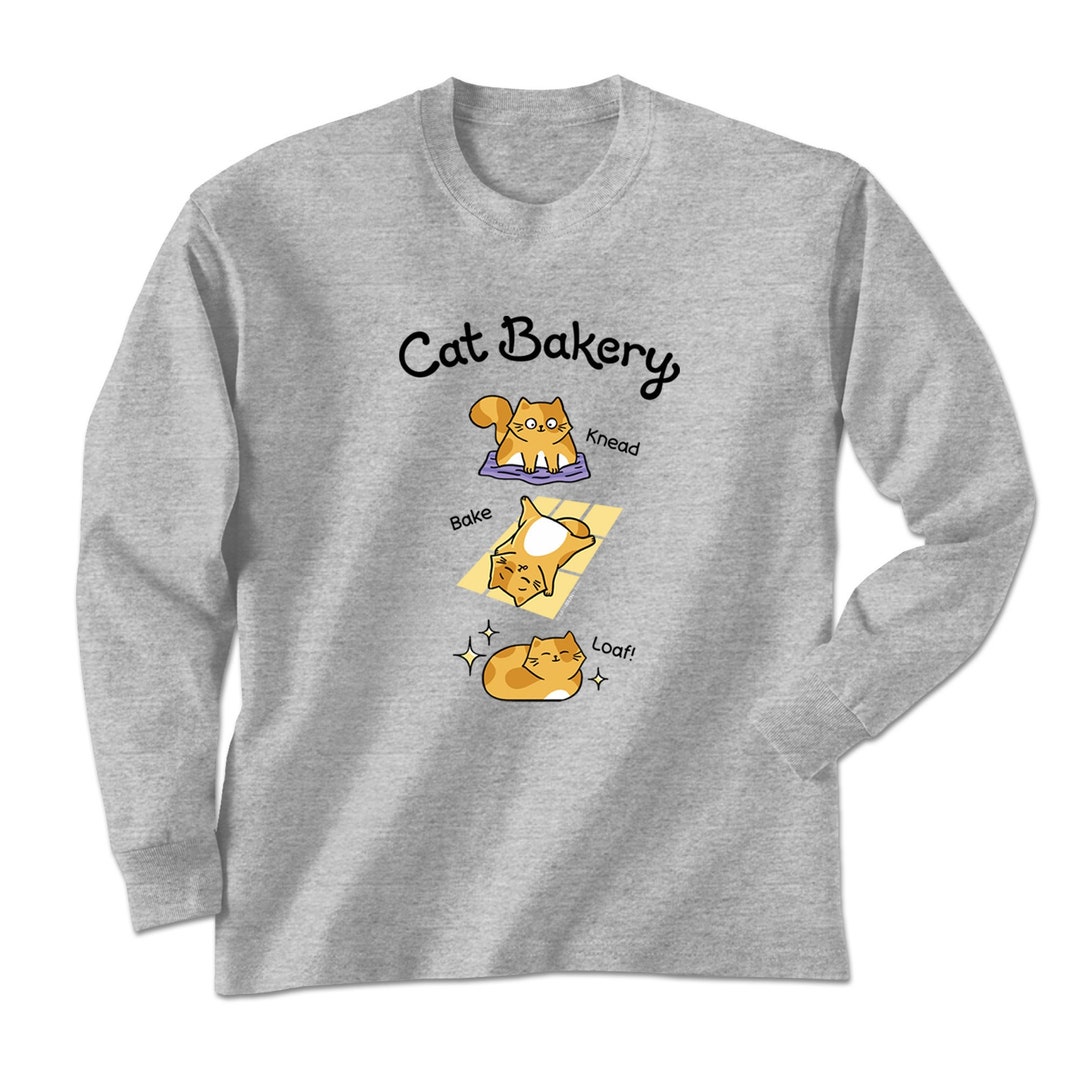 Long Sleeve Cat Shirt Cat Bakery Graphic Tees Cute Cat T-shirt Animal ...