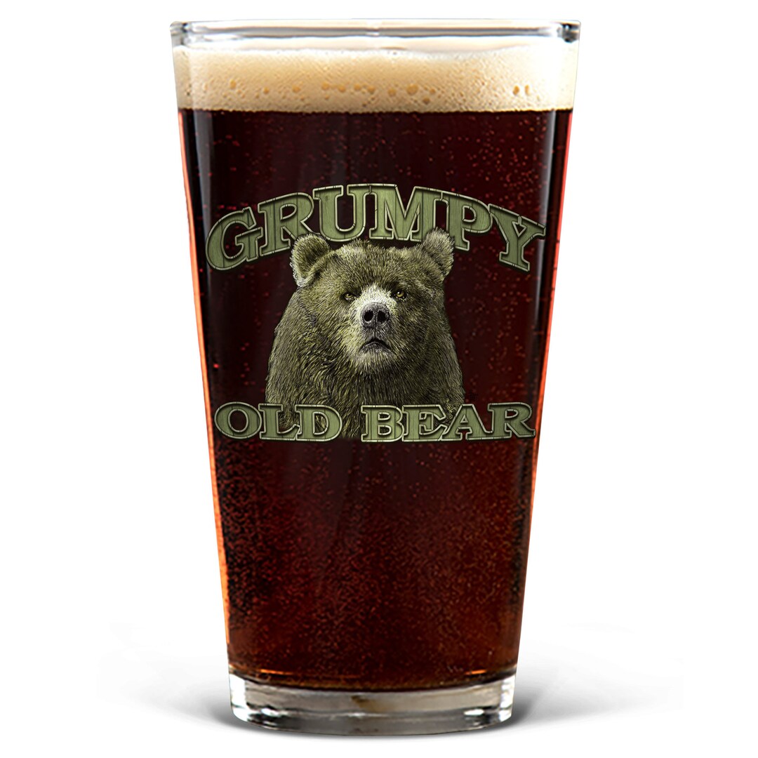Grumpy Bear Pint Glass, Color Printed Pint Glasses, 'grumpy Old Bear ...