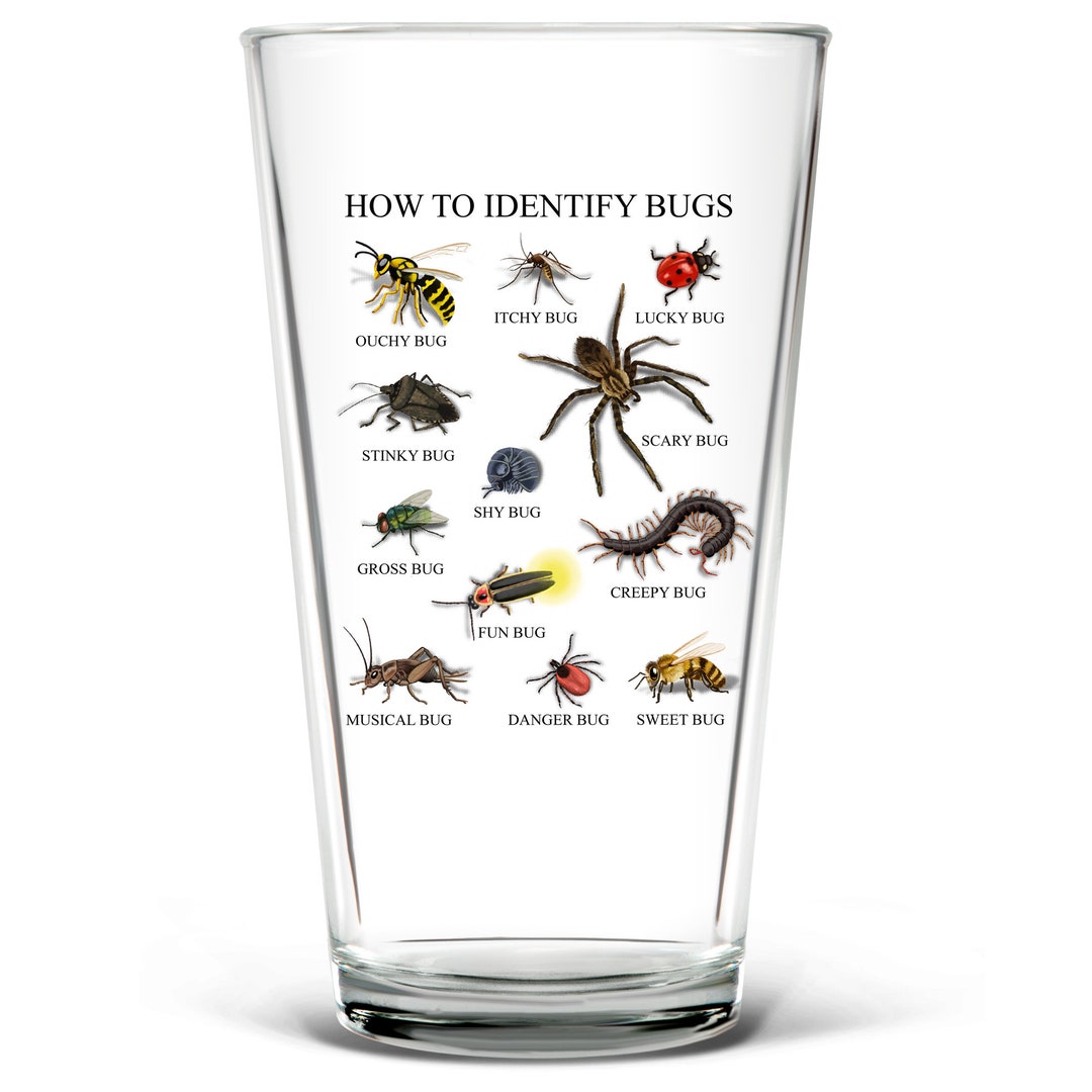 Bug Cup How to Identify Bugs Color Printed Pint Glass Funny Bugs Nature ...