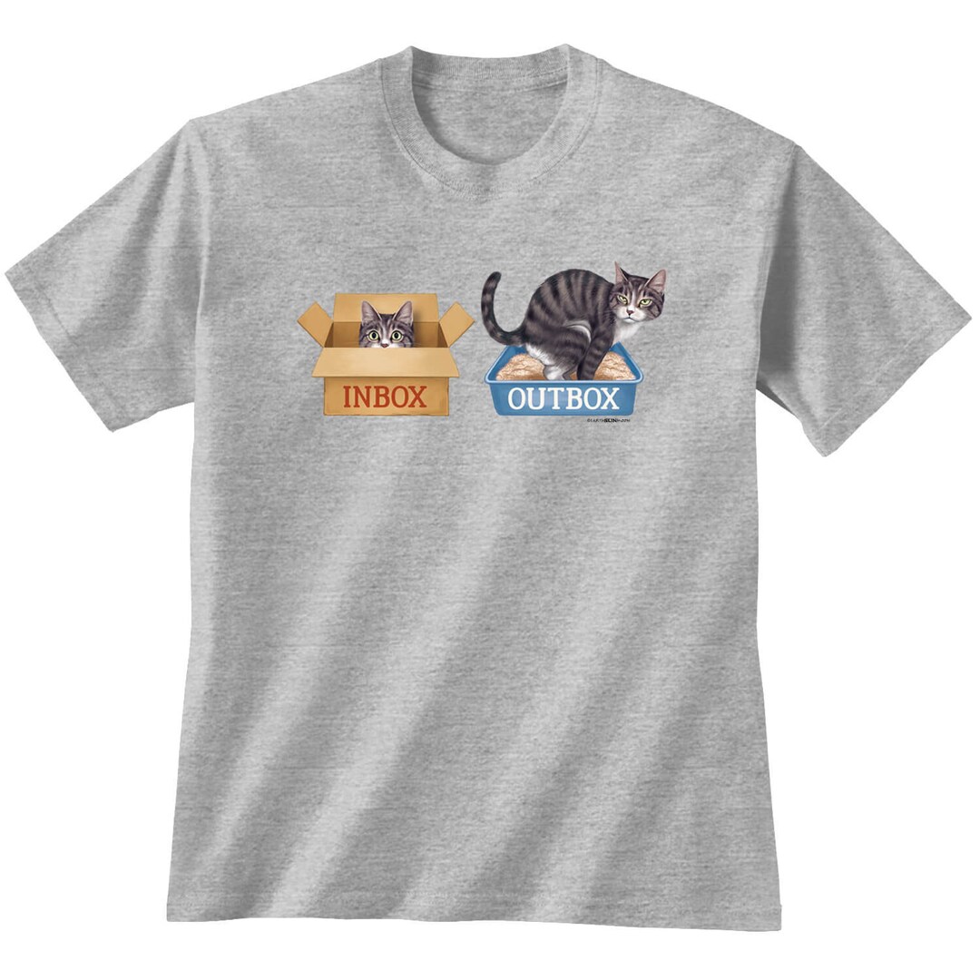 Inbox Outbox Cat T-shirt Graphic Tee Animal T-shirt Cat Owner Crazy Cat ...