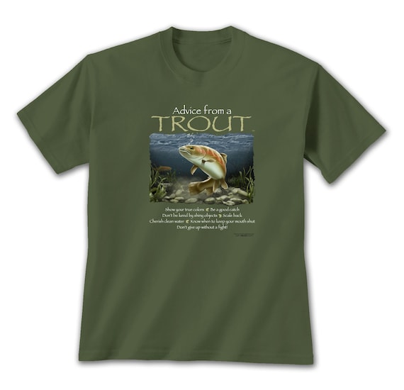 Fishing T-shirt Trout Shirt Graphic Tee Cotton Shirt | Etsy