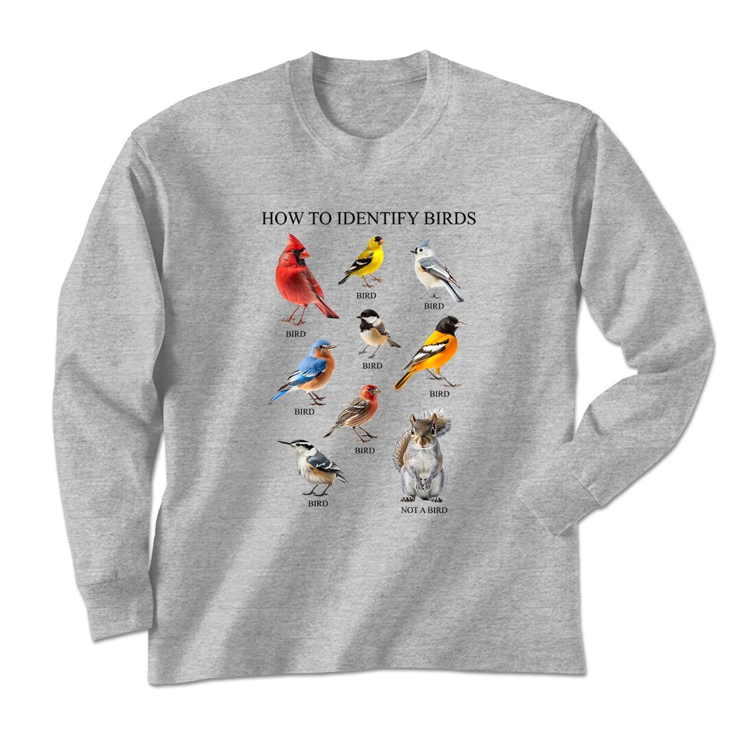 Long Sleeve Bird Shirt | How to Identify Birds | Graphic Tee | Bird Tee | Birdwatcher | Nature ...