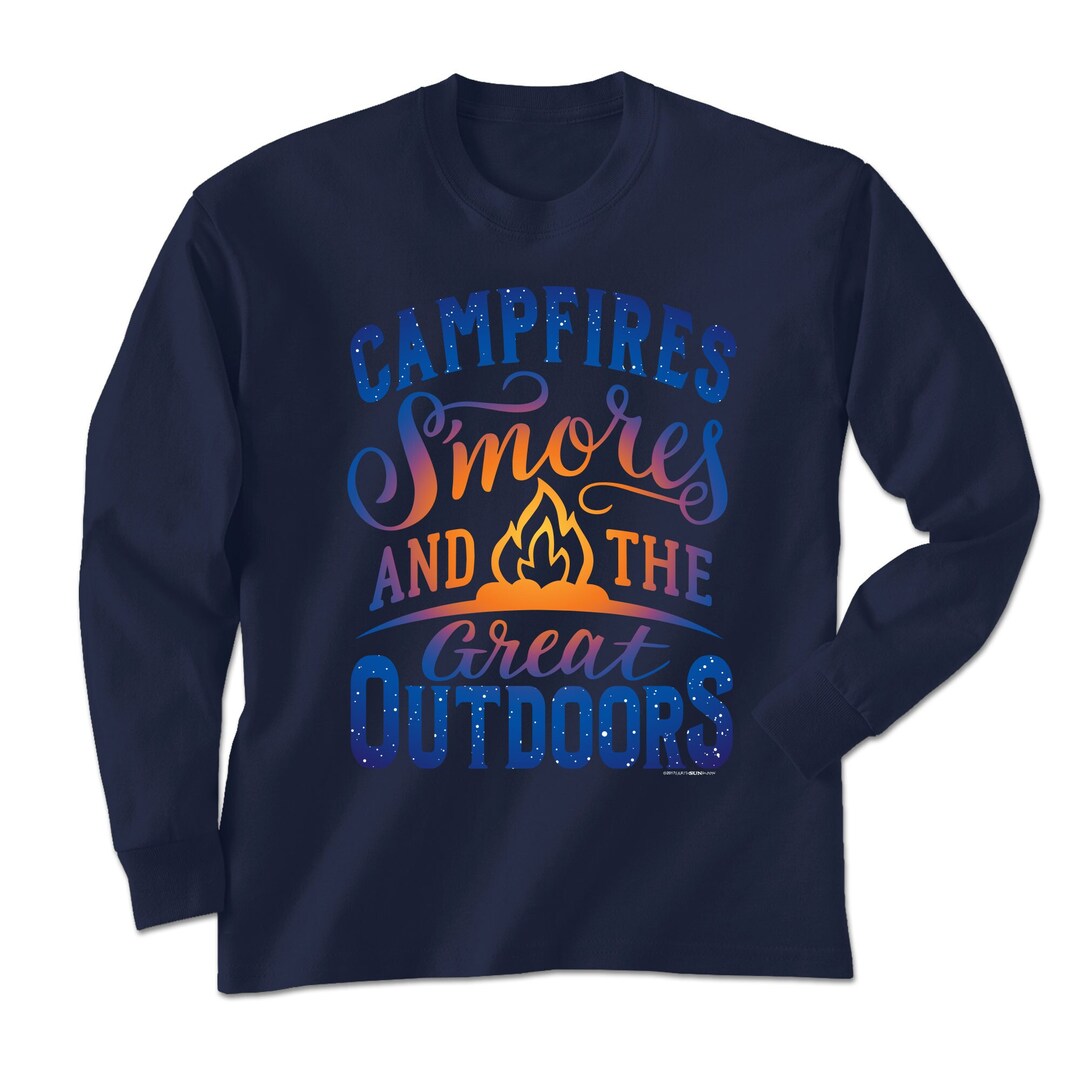 Long Sleeve Tee Campfire S'mores the Great Outdoors T-shirt Nature ...