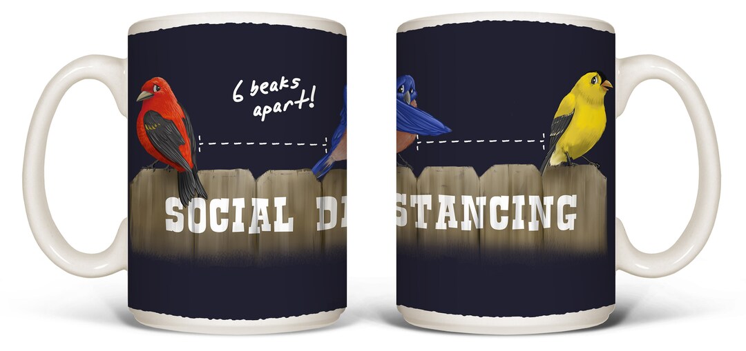 Social Distancing Mug 2020 Joke for the Birds Nature Lover Birdwatching ...