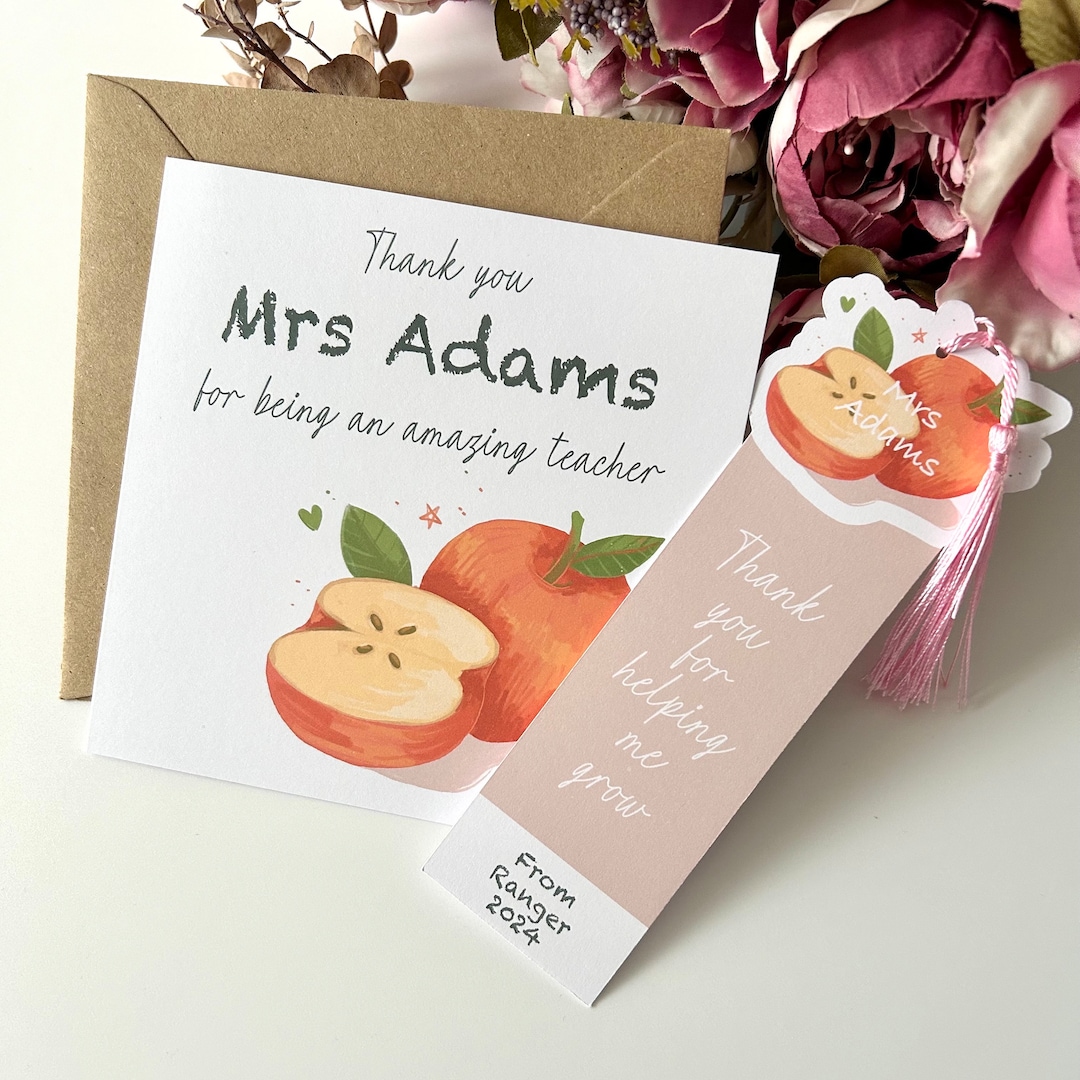 Tarjeta de agradecimiento personalizada para maestros y marcador ...