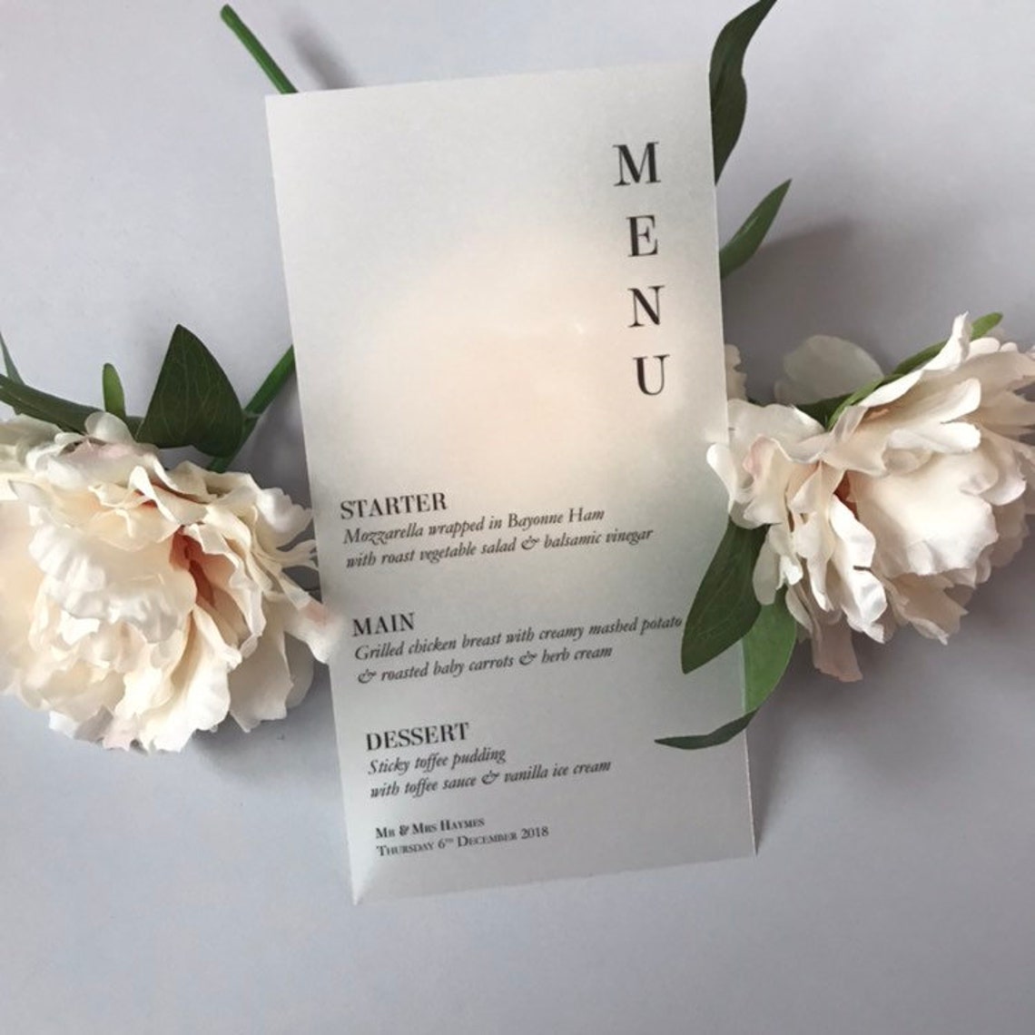 Vellum Wedding Menu Table Place Cards - Etsy UK