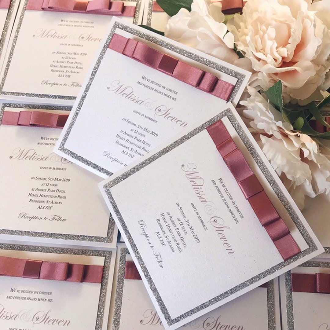 Luxury Wedding Invitations With RSVP and Details on Reverse - Etsy