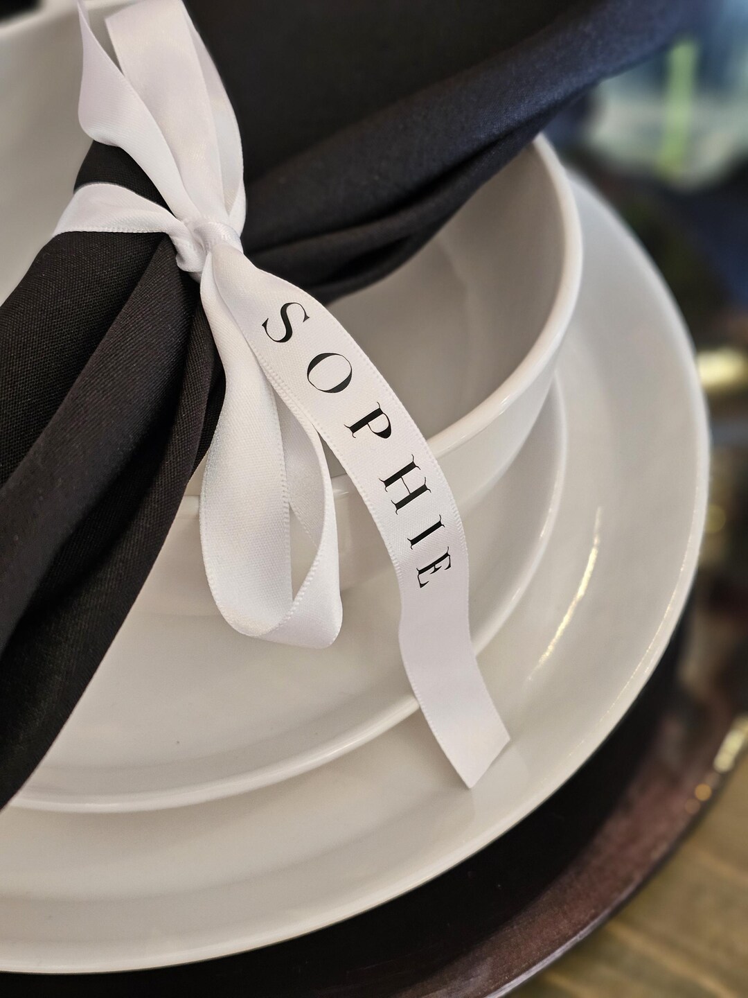 Personalised Ribbon Place Name | Wedding Ribbon Place Name | Champagne ...
