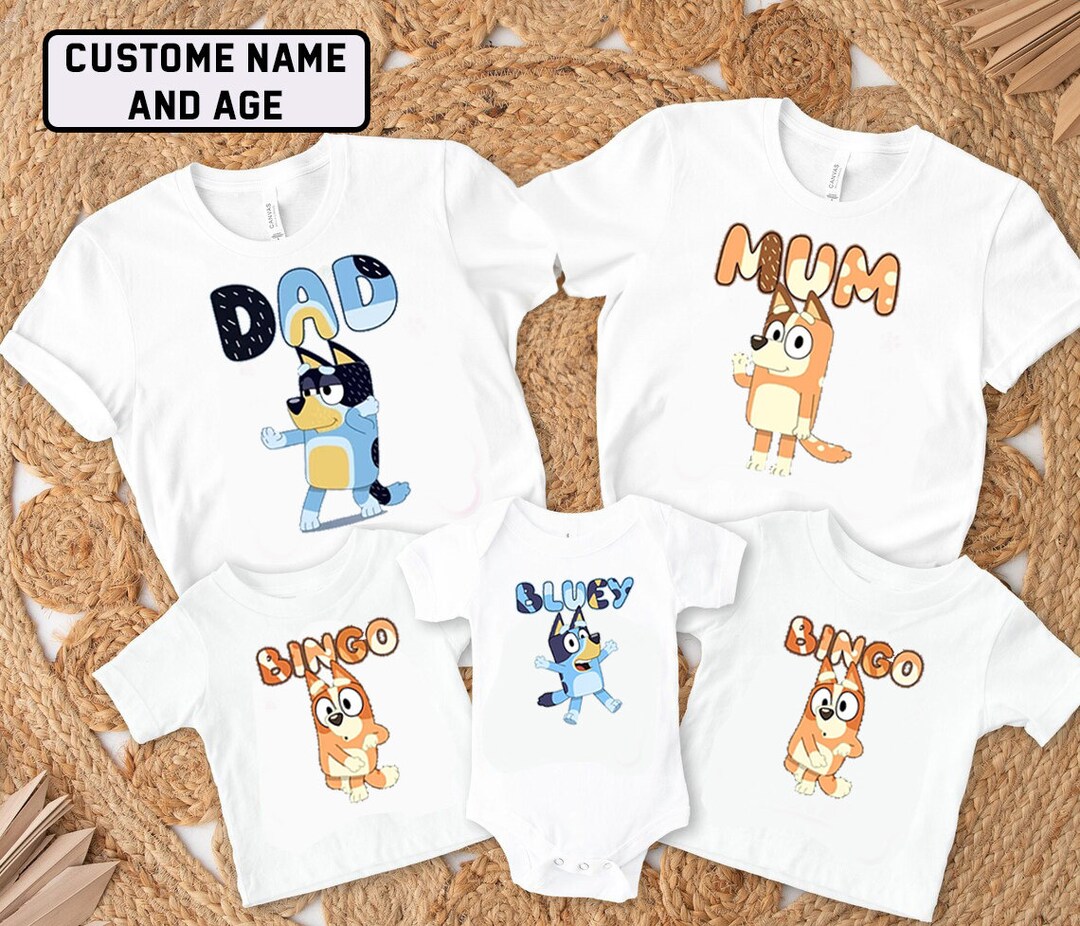 Personalized Bluey Family Shirt, Bluey Birthday Party Shirt, Custom ...