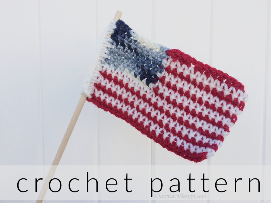 Easy Crochet US Flag Pattern PDF - Aran Yarn - Stripes & Colorwork - Etsy