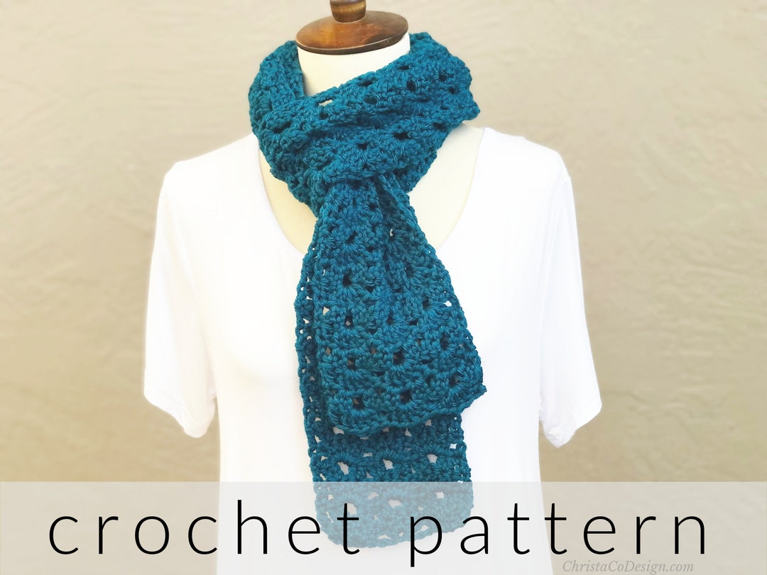 Crochet Liguria Scarf Pattern - Easy Aran Yarn - Textured Lace ...
